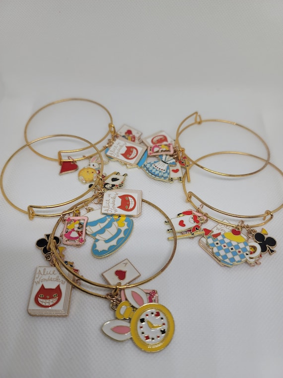 Alice Lost in Wonder Land Inspired Charmed Bangles Etsy