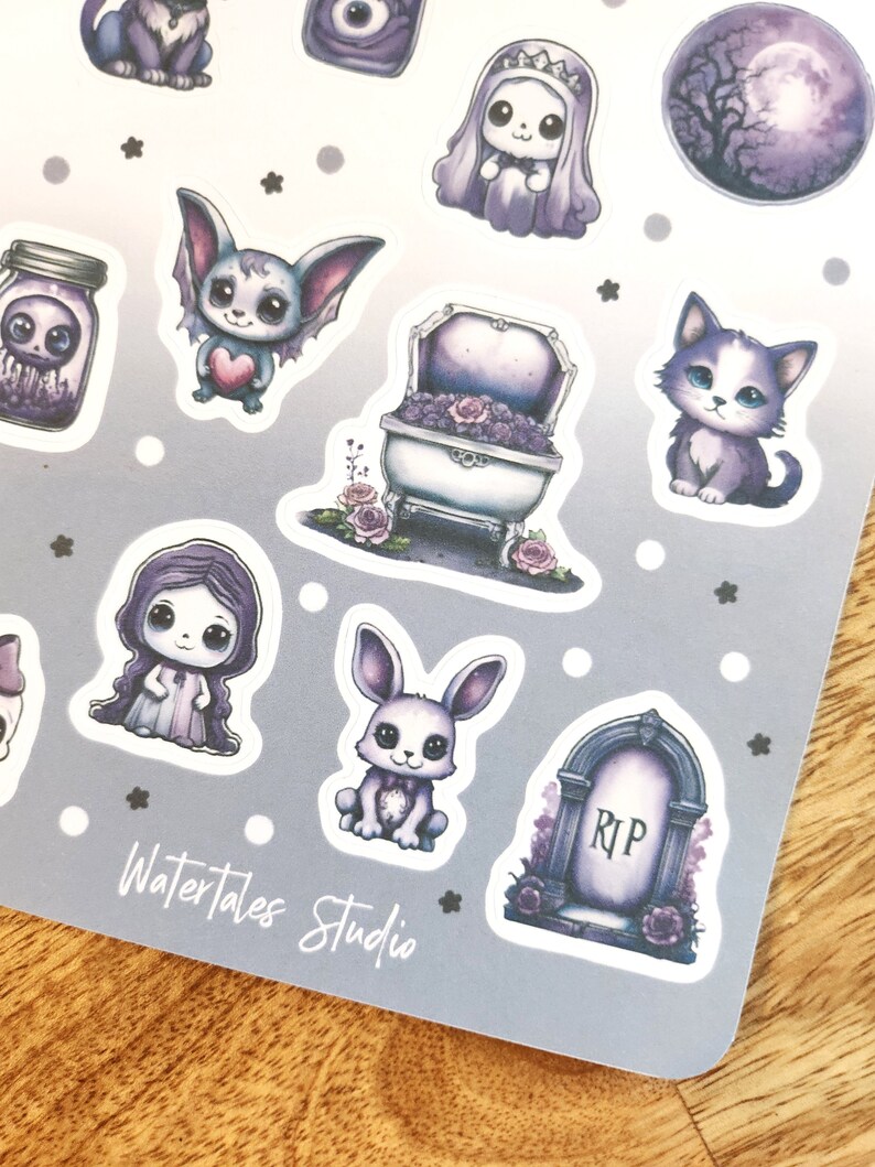Kawaii Goth Sticker Sheet Creepy Kawaii Goth Stickers, Spooky Halloween ...