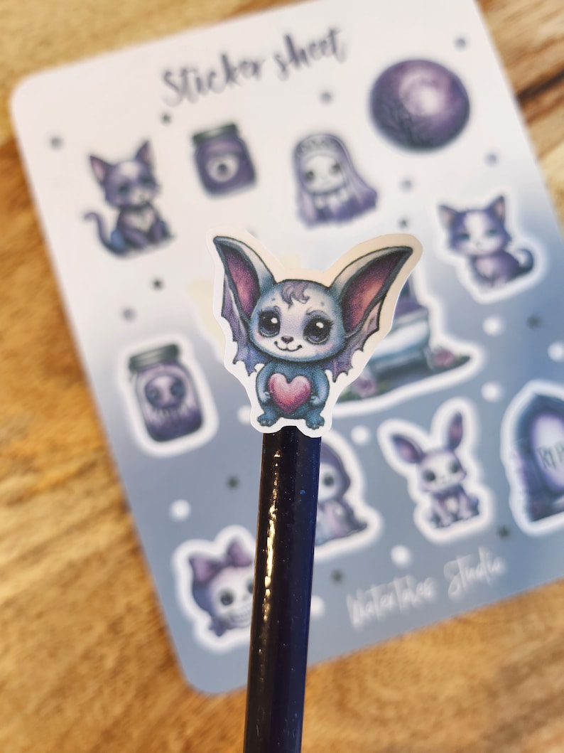 Kawaii Goth Sticker Sheet - Creepy Kawaii Goth Stickers, Spooky ...