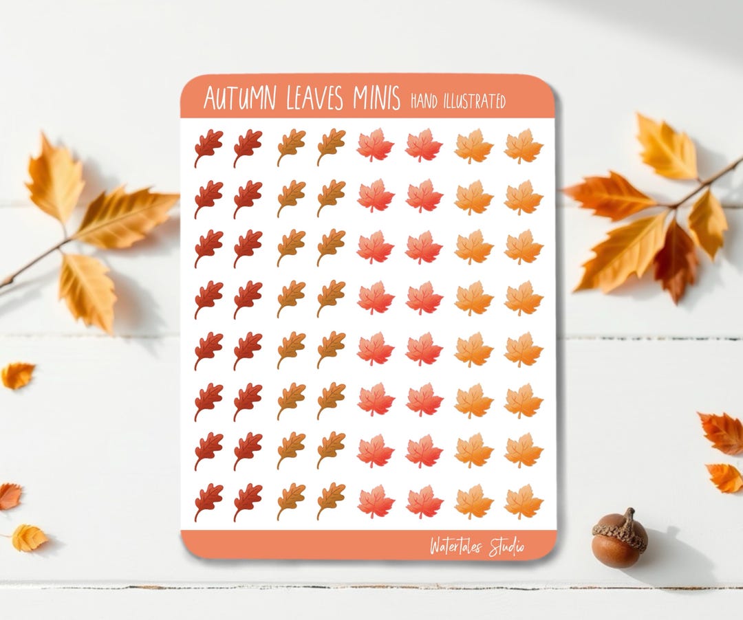 Fall Leaves Stickers - Hand Illustrated Tiny Autumn Leaf Stickers for ...