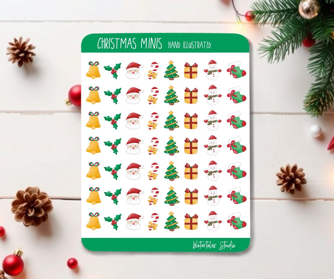 Christmas Mini Stickers - Hand Illustrated Tiny Merry Christmas ...