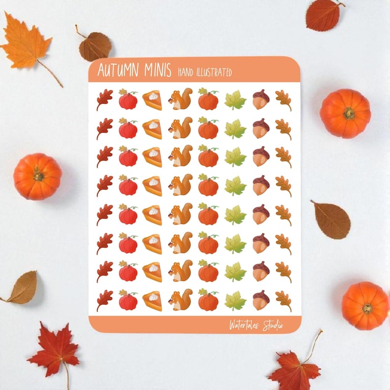 Fall Mini Stickers - Hand Illustrated Super Tiny Autumn Stickers for ...