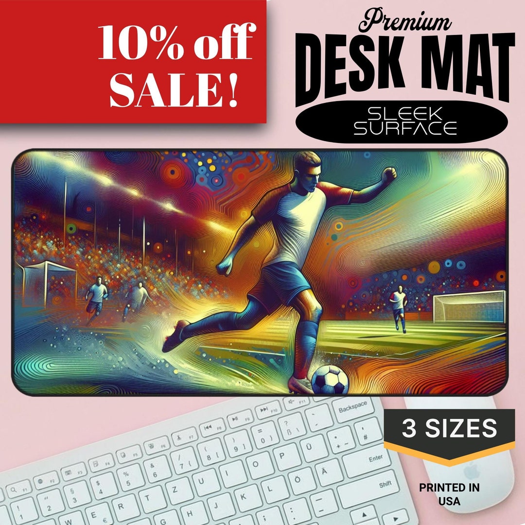 Soccer Football Abstract Art Desk Accessory, Watercolor Art Mouse Pad ...