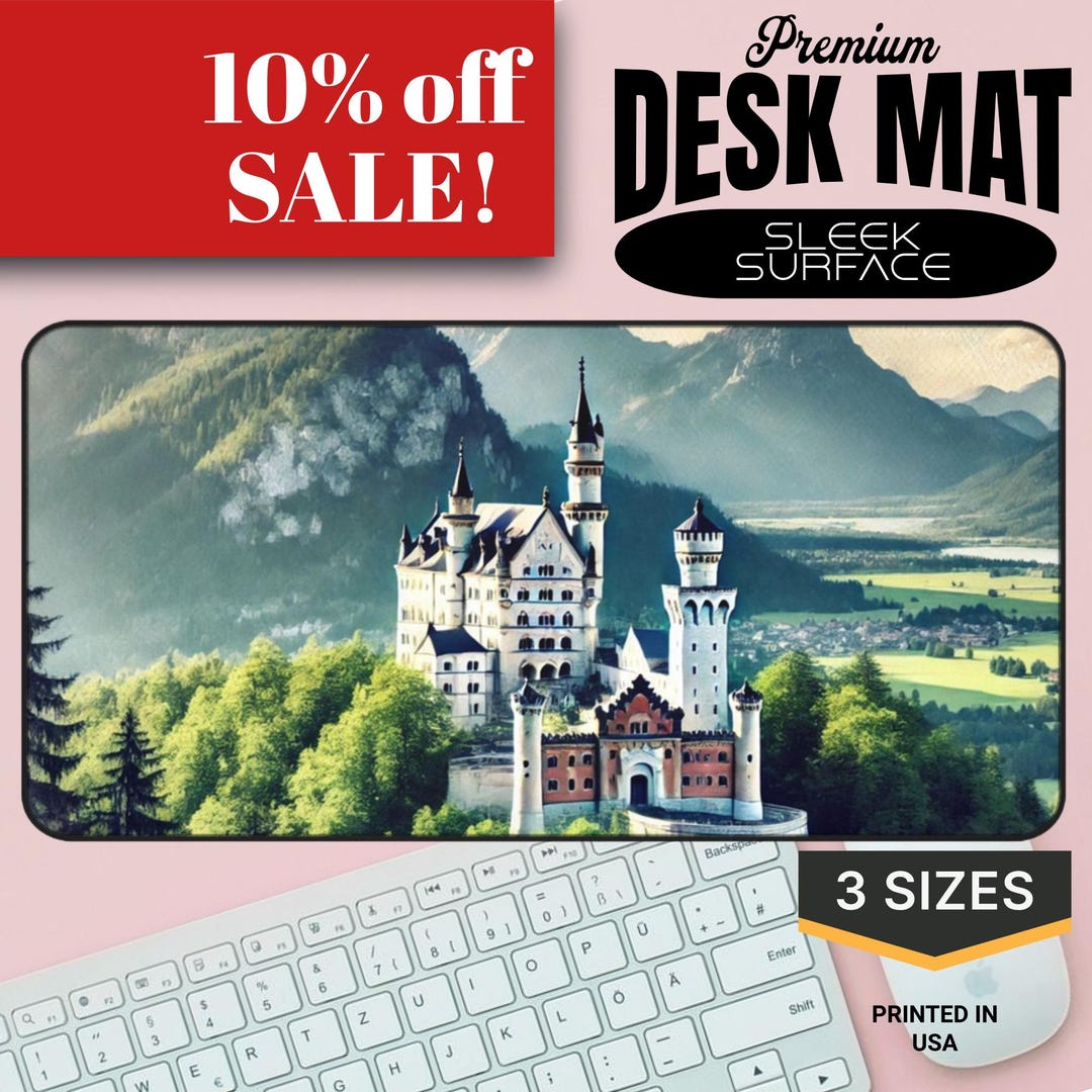 Large Castle Desk Mat With Mountain Scenery Fantasy Mouse Pad for ...