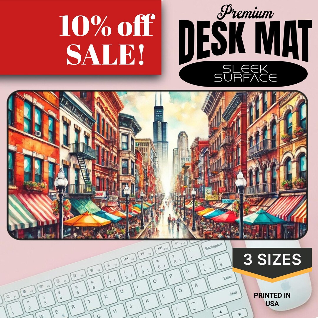 Chicago Skyline Desk Accessory, Chicago Travel Art Mat, Home Decor for ...