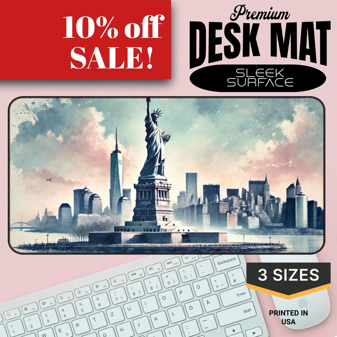 Statue of Liberty Desk Mat, New York City, Modern Art, Skyline Decor ...