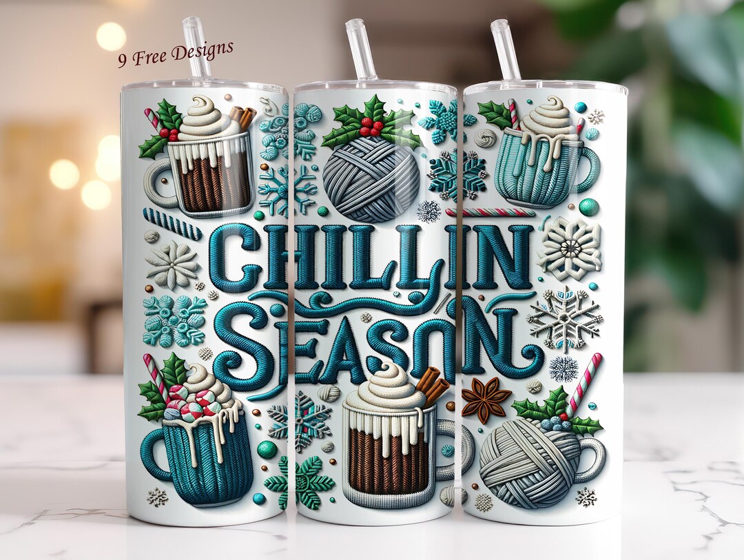Christmas Chillin Season Faux Yarn Digital Sublimation PNG, Holiday ...