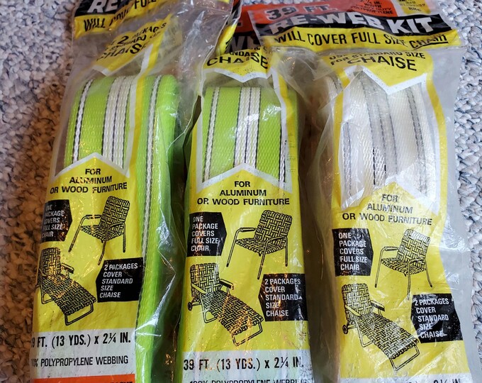 Vintage Lawn Chair Webbing NOS Original Package 3 Pkgs Wellington Brand ...