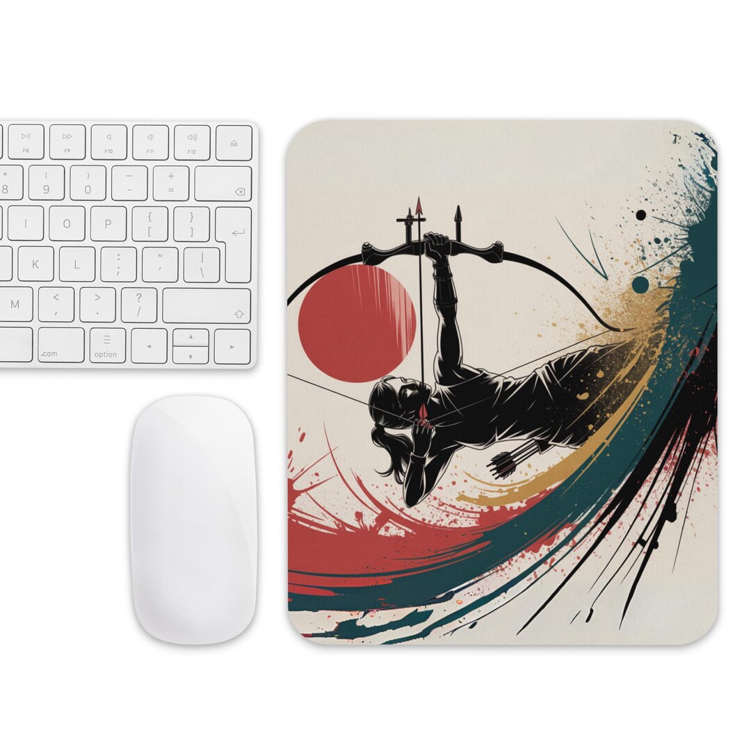 Archer With Bow and Arrow • Japanese Ink Art With Red Sun • Explosion ...
