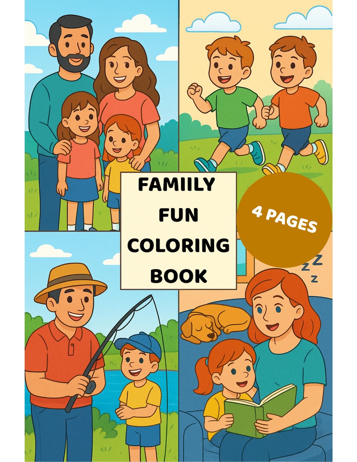 Family Fun Coloring Book, Custom Coloring Book Pages, Family Moments ...