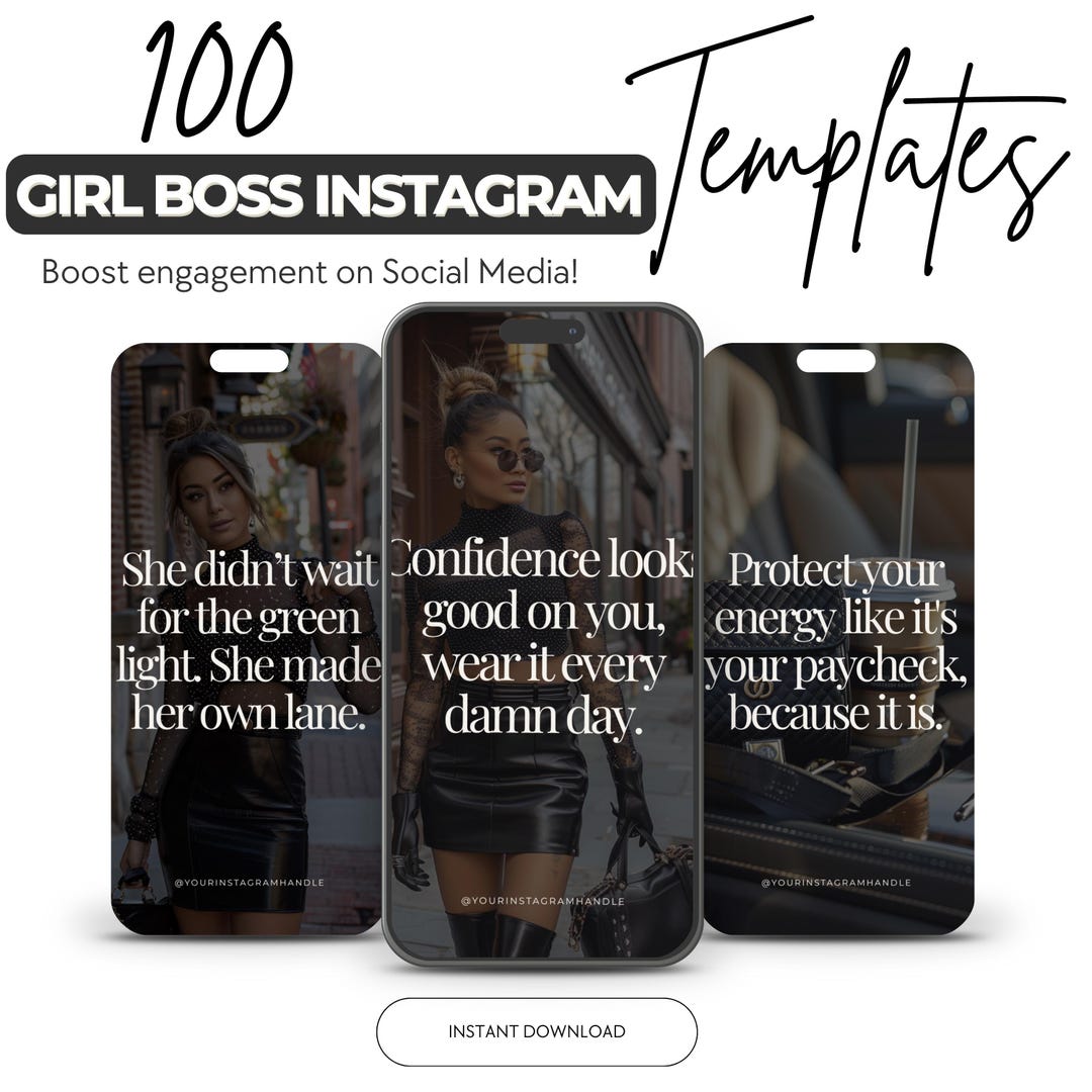Girl Boss Instagram Templates: 100 Canva Quotes for Women (digital ...