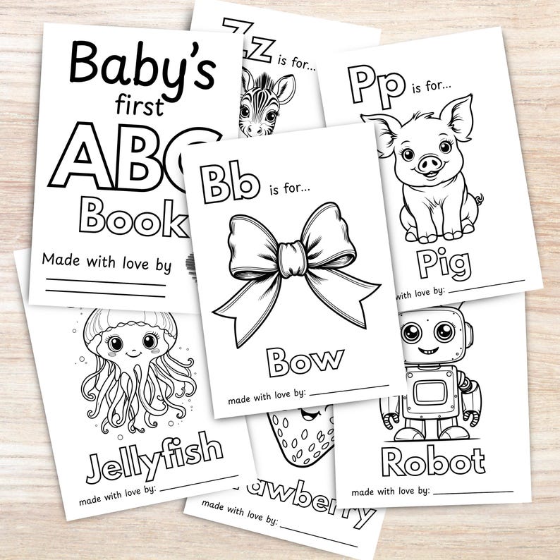 ABC Baby Shower Coloring Book: Keepsake Gift (PDF Download 8.5x11") - Etsy