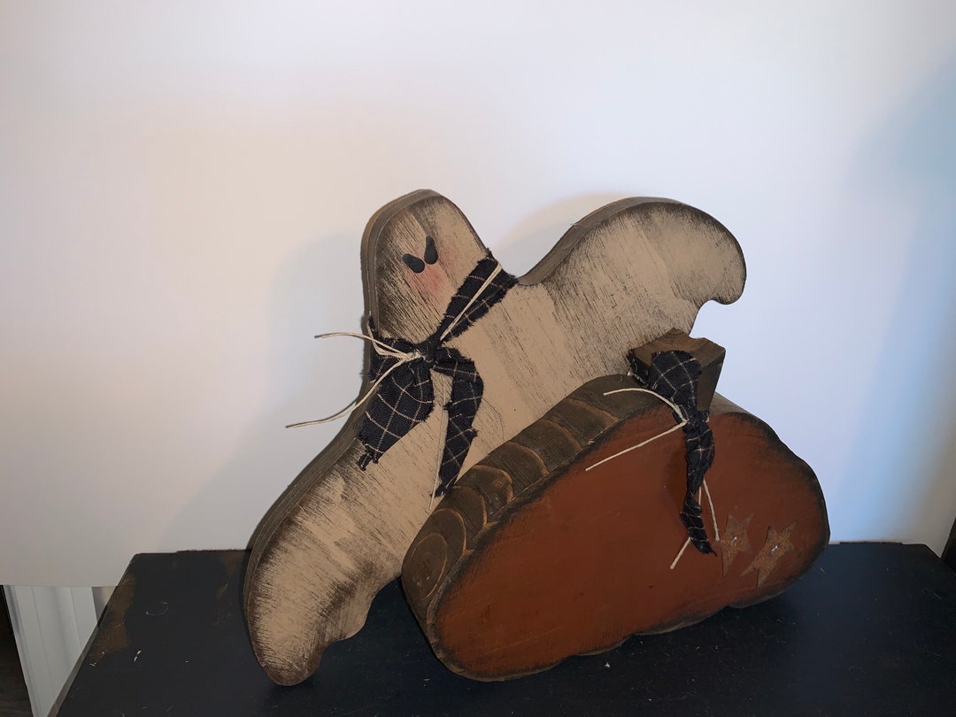 Primitive Wooden Ghost With Pumpkin, Primitive Ghost, Primitive Pumpkin ...