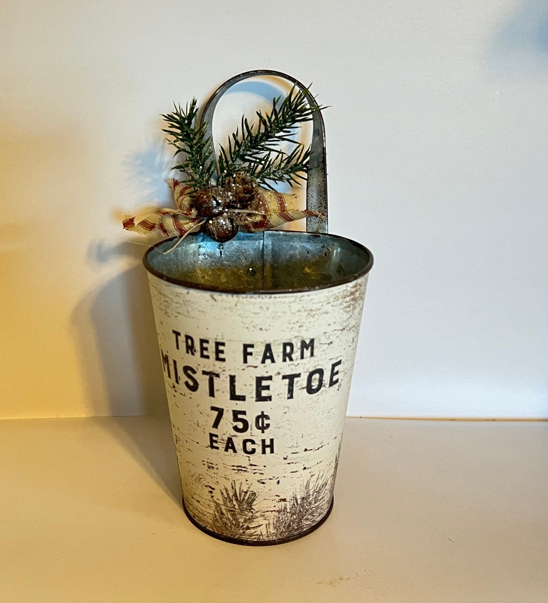 Christmas Wall Bucket, Christmas Pail, Farmhouse Decor, Christmas Decor ...