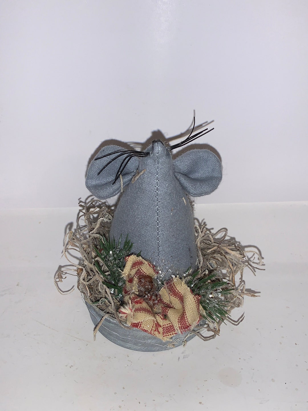 Primitive Mouse, Mouse, Vintage Zinc Lid, Zinc Lid Mouse, Fabric Mouse ...