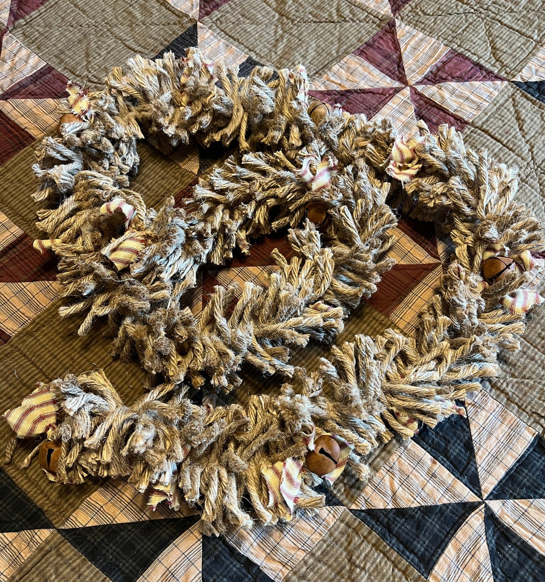 Christmas Garland, Jute Garland, Rusty Bell Garland, Christmas Tree ...