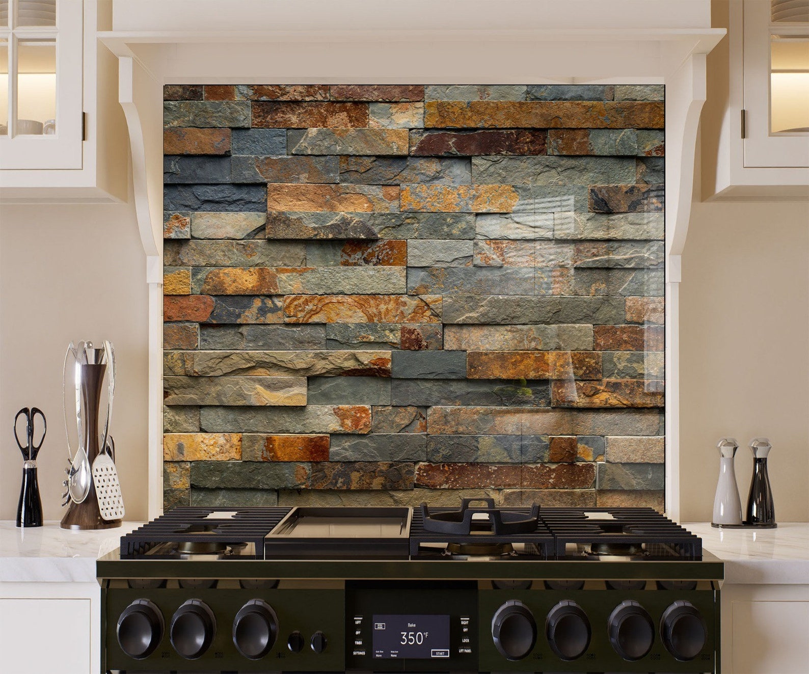 Colorful Stained Backsplash Tile-solid Tempered Glass Wall Protection ...
