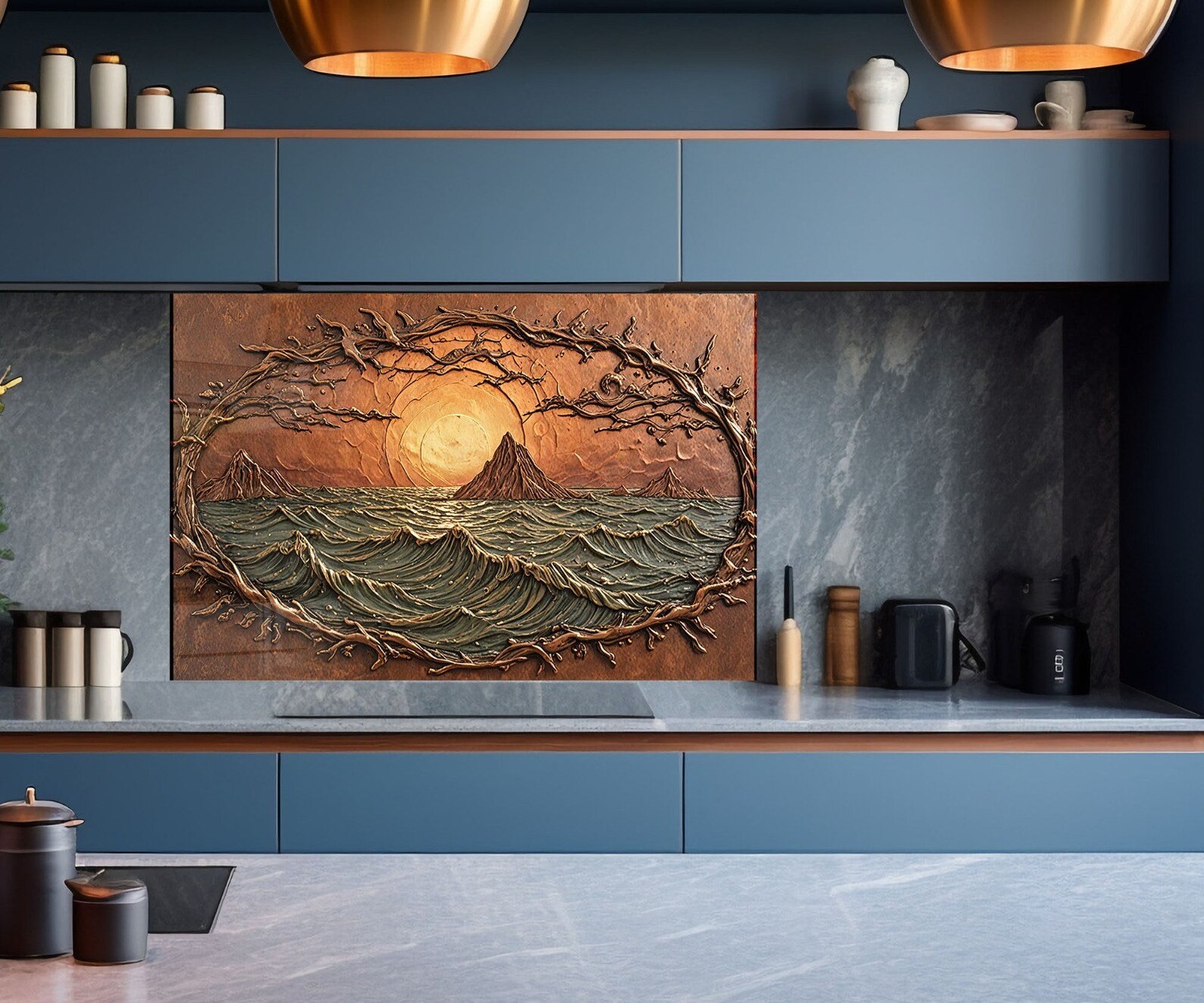 Tempered Glass Backsplash-sunset Backsplash Tiles Floral Splashback ...