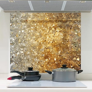 Tempered Glass Backsplash-gold Backsplash Tiles-gold Metal Backsplash ...