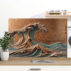 Tempered Glass Backsplash Tropical Backsplash Tiles-ocean Waves ...
