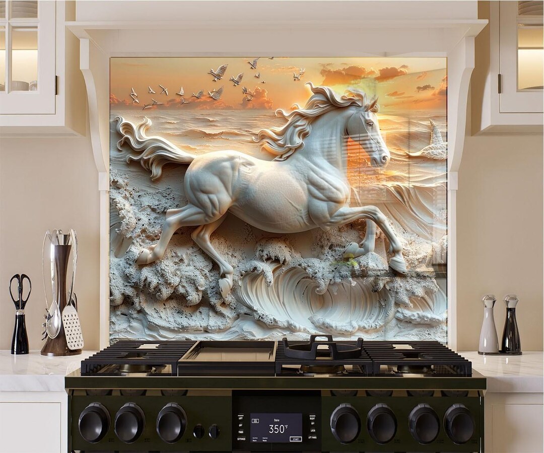 Tempered Glass Backsplash-horse Backsplash Tiles-animal Backsplash for ...