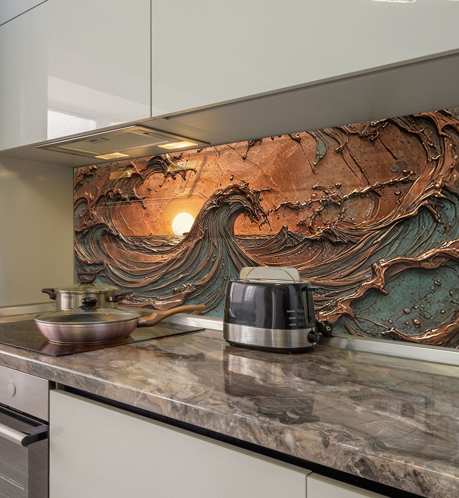 Tempered Glass Backsplash-sunset Backsplash Tiles Floral Splashback ...