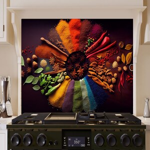 Tempered Glass Backsplash Spices Backsplash Tiles-spoon Spice Decor ...