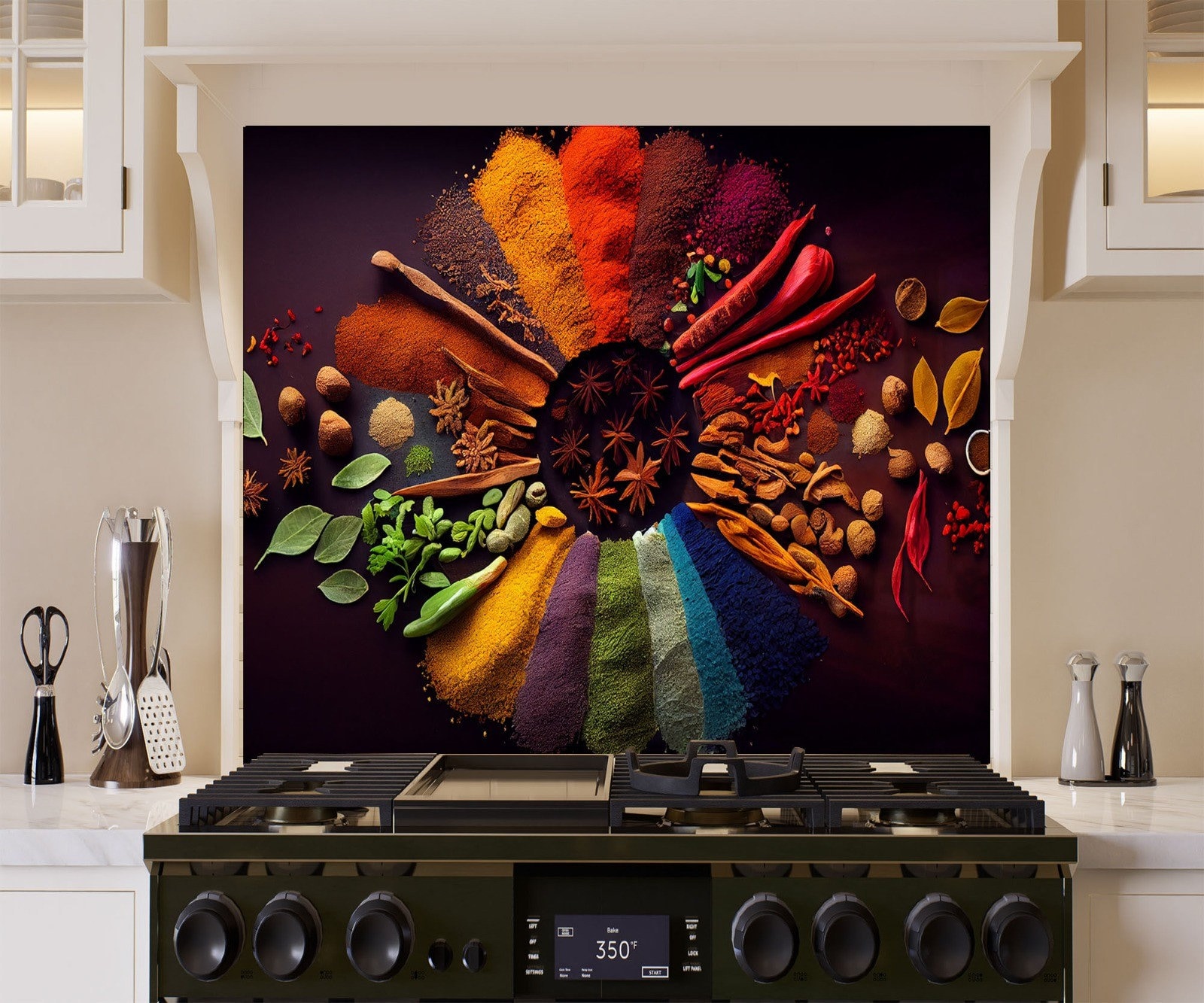 Spices Tempered Glass Backsplash: Kitchen Stove Splashback - Etsy