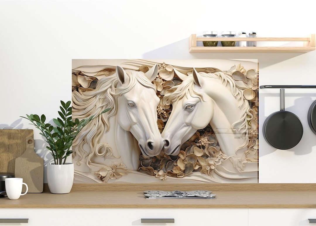 Horse Tempered Glass Backsplash: Kitchen Stove Splashback - Etsy