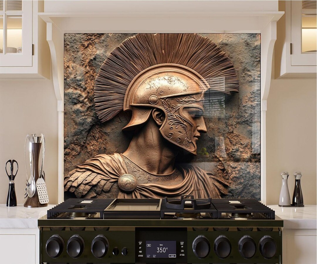 Tempered Glass Stove Backsplash: Copper Spartan Design - Etsy