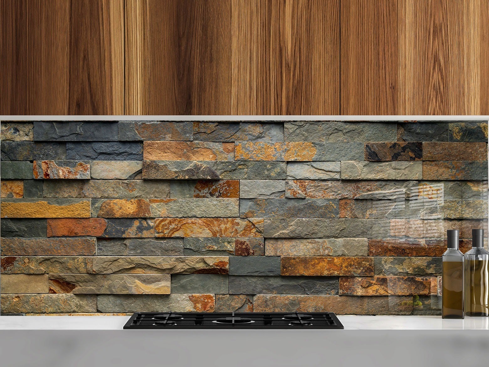 Colorful Stained Backsplash Tile-solid Tempered Glass Wall Protection ...