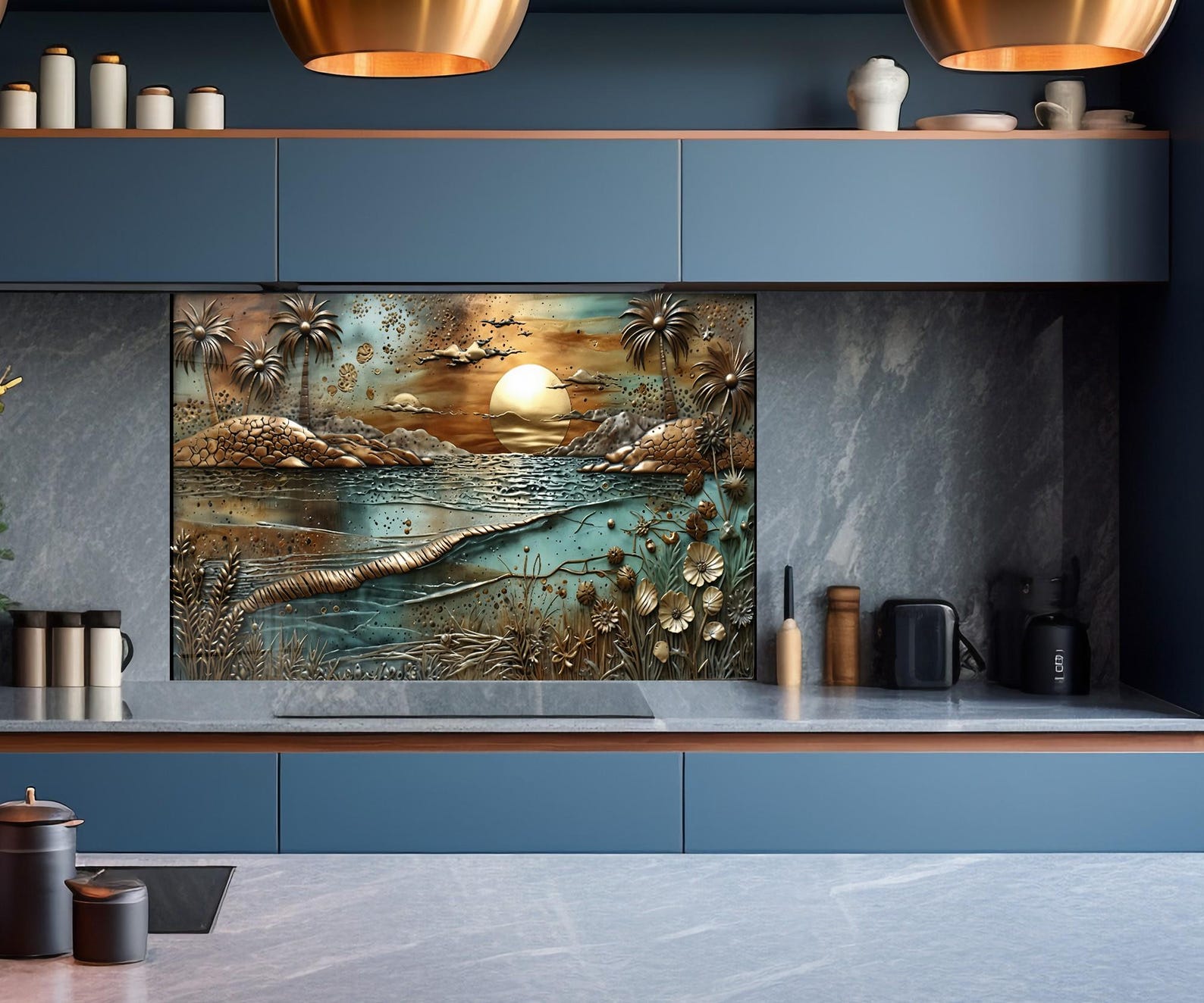 Tempered Glass Backsplash-sunset Backsplash Tiles- Floral Splashback ...