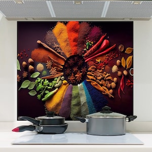 Tempered Glass Backsplash Spices Backsplash Tiles-spoon Spice Decor ...