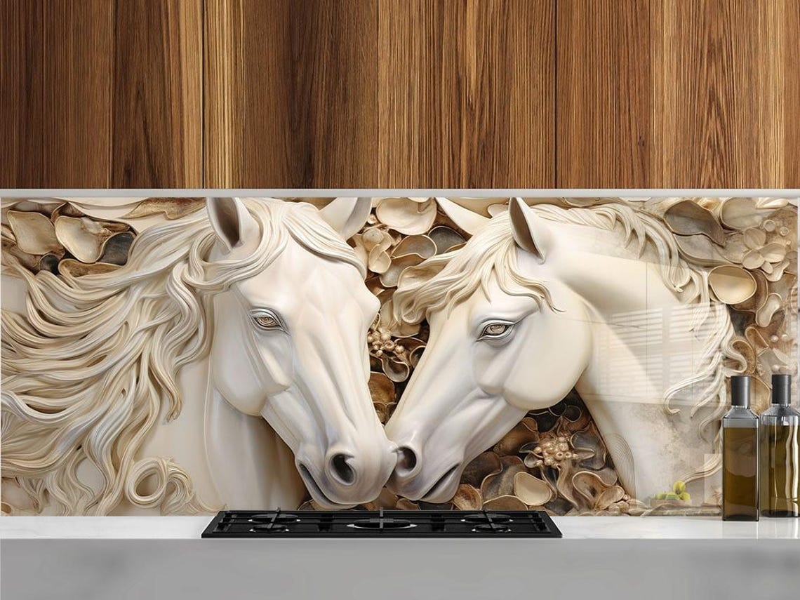 Horse Tempered Glass Backsplash: Kitchen Stove Splashback - Etsy