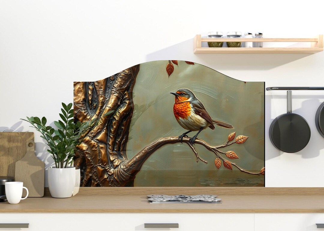 Tempered Glass Backsplash-life of Tree Bird Backsplash Tiles-backsplash ...