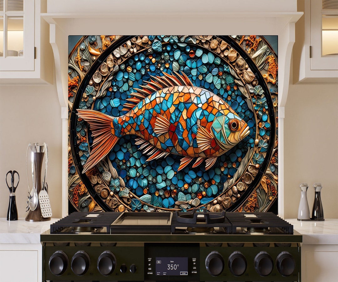 Tempered Glass Backsplash-mosaic Fish Backsplash Tiles-fish Backsplash ...