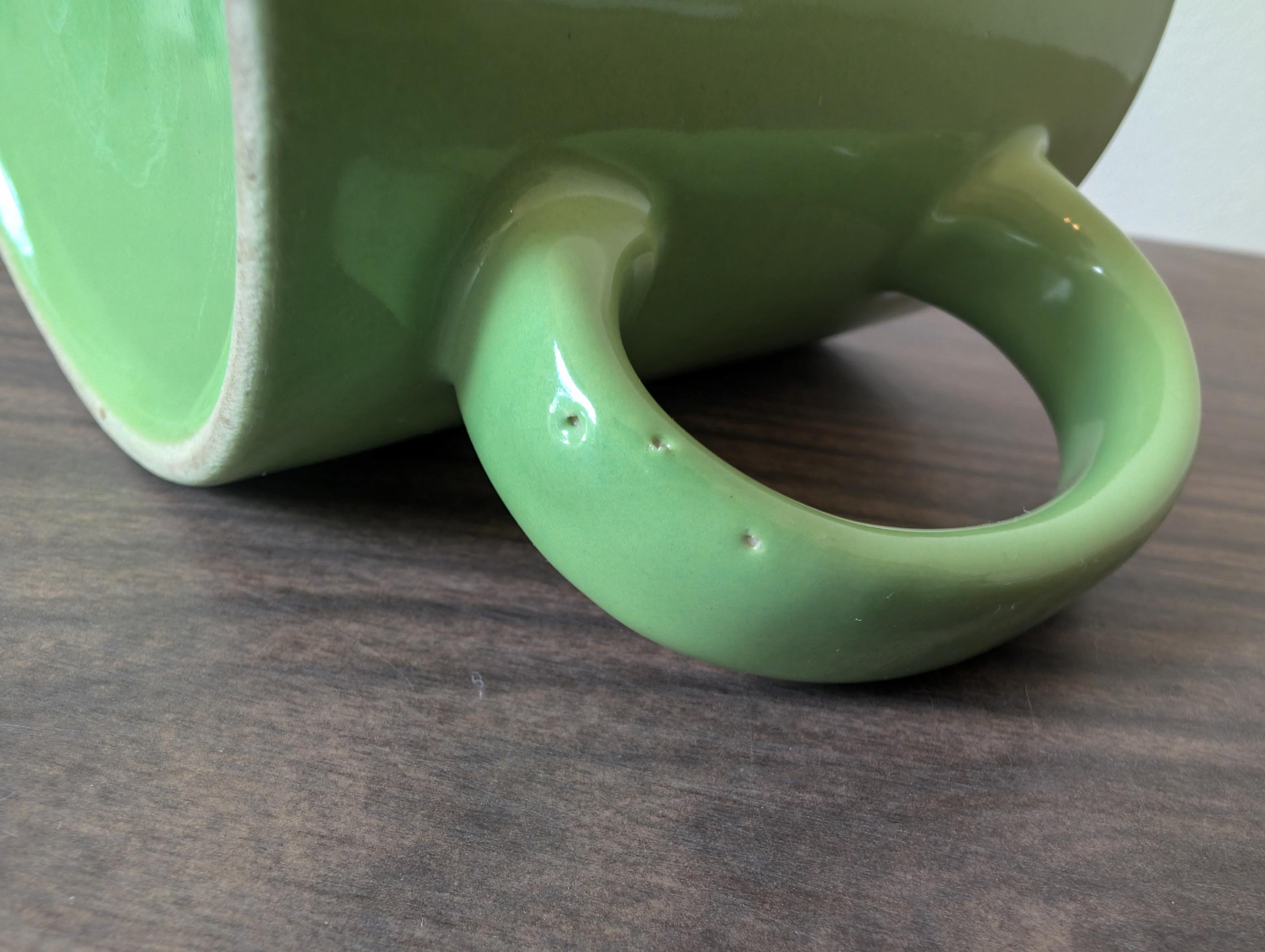 Vintage Angry Face Mug | Green Cartoon Coffee Cup With Nose | Funny ...