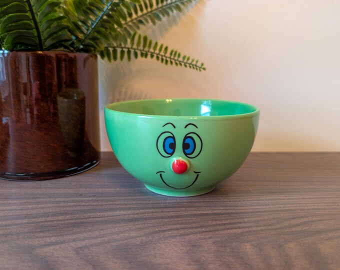 Vintage Green Smiley Happy Face Ceramic Bowl With 3D Protruding Nose ...