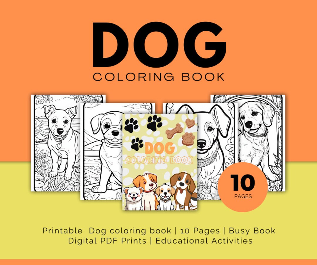 Printable Dog Coloring Book for Kids: 10 Busy Book Pages Digital PDF ...