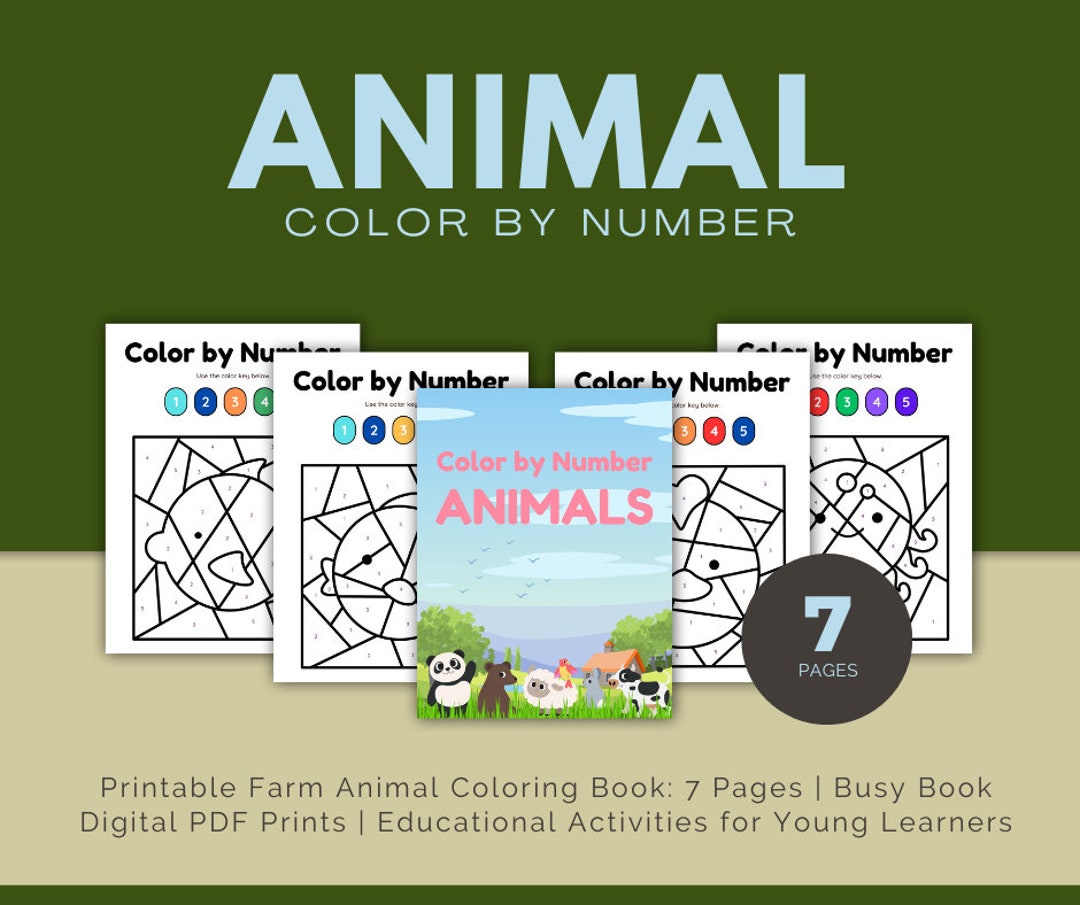 Farm Animal Coloring Book: 7 Printable Busy Book Pages Digital PDF ...