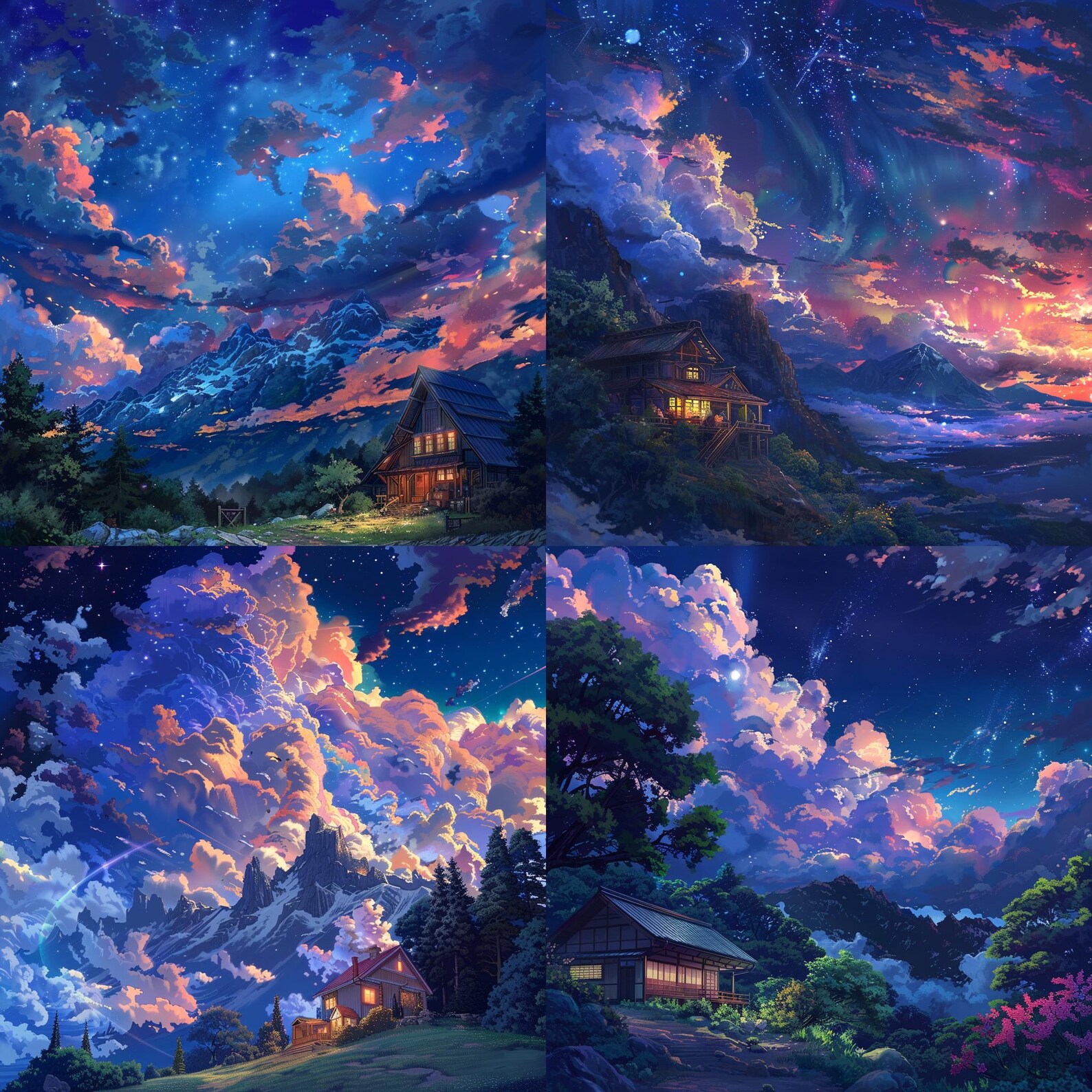 24 Dreamy Night Sky Clipart, Celestial Clipart, Starry Sky PNG Digital ...