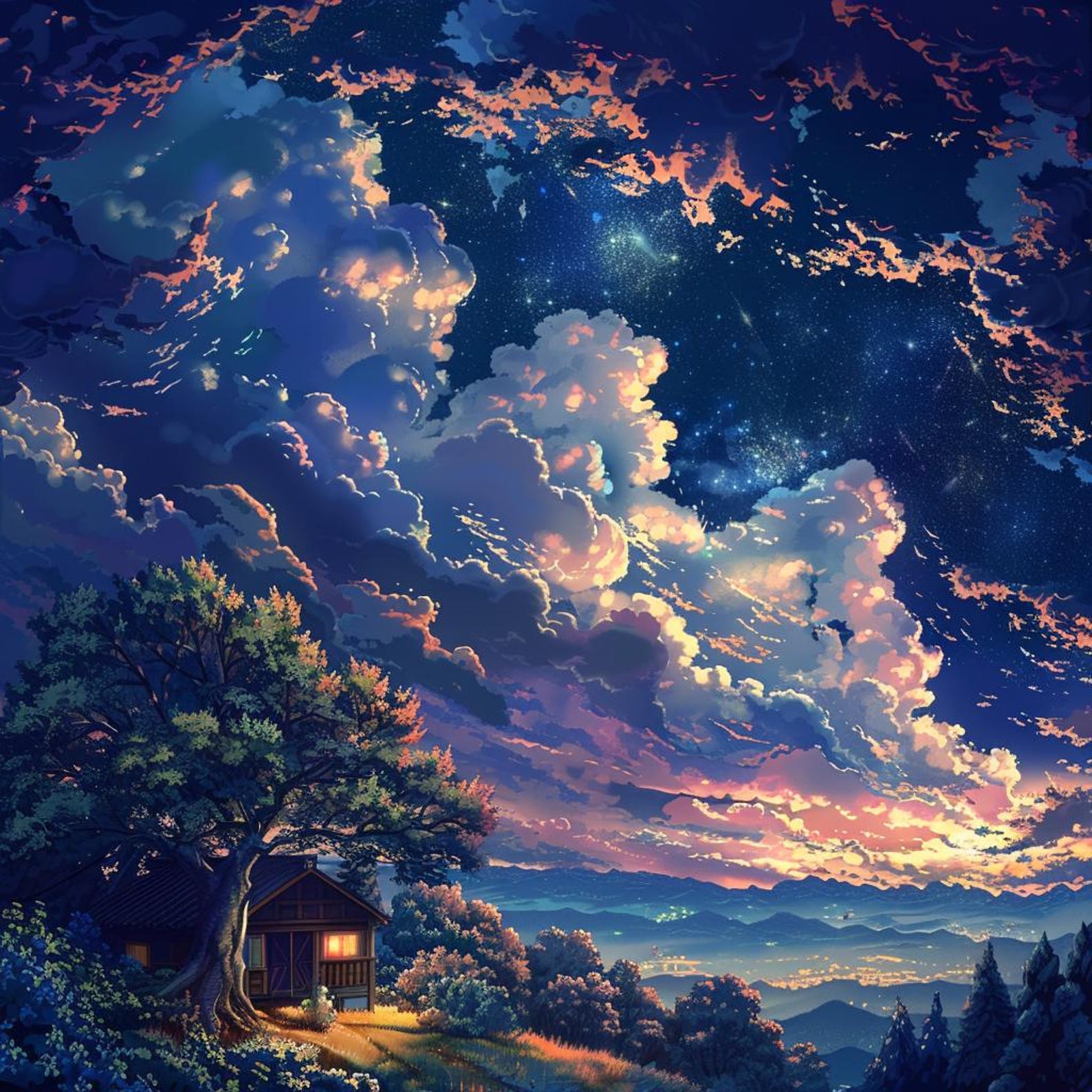 24 Dreamy Night Sky Clipart, Celestial Clipart, Starry Sky PNG Digital ...