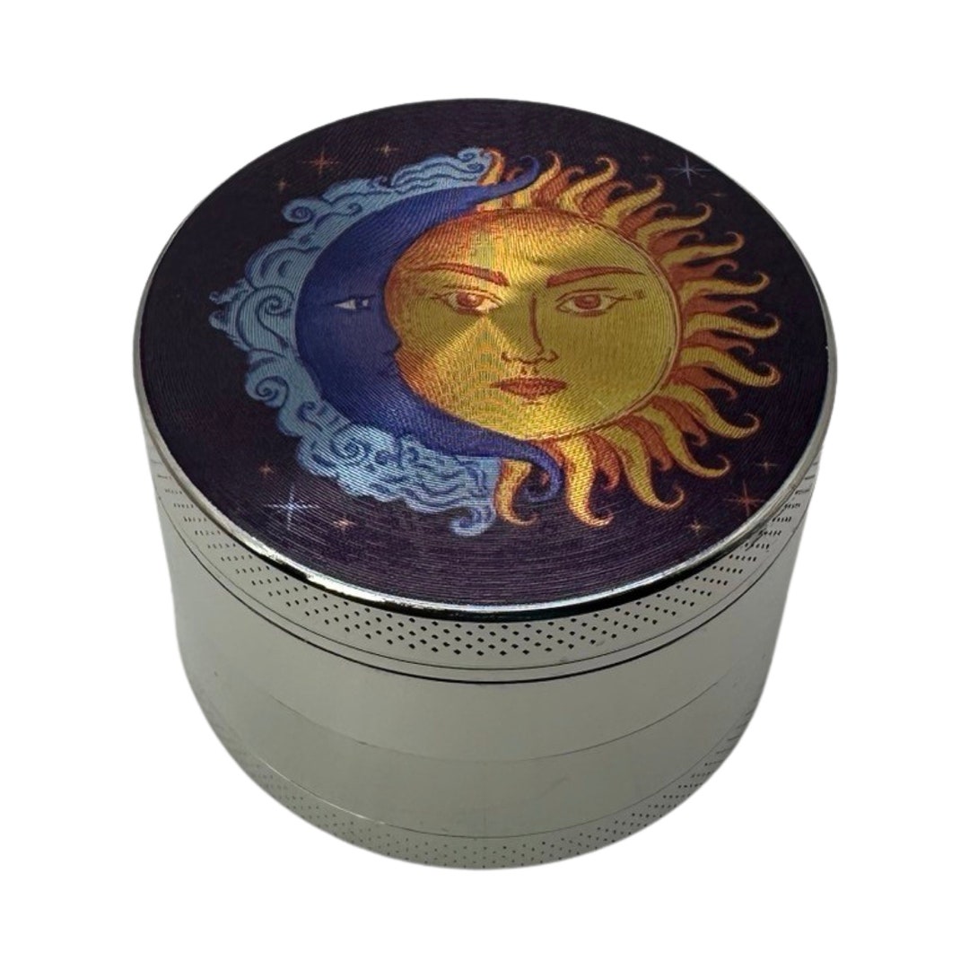 Sun and Moon Face Grinder, Herb Grinder, Large Grinder With Catcher, 2. ...