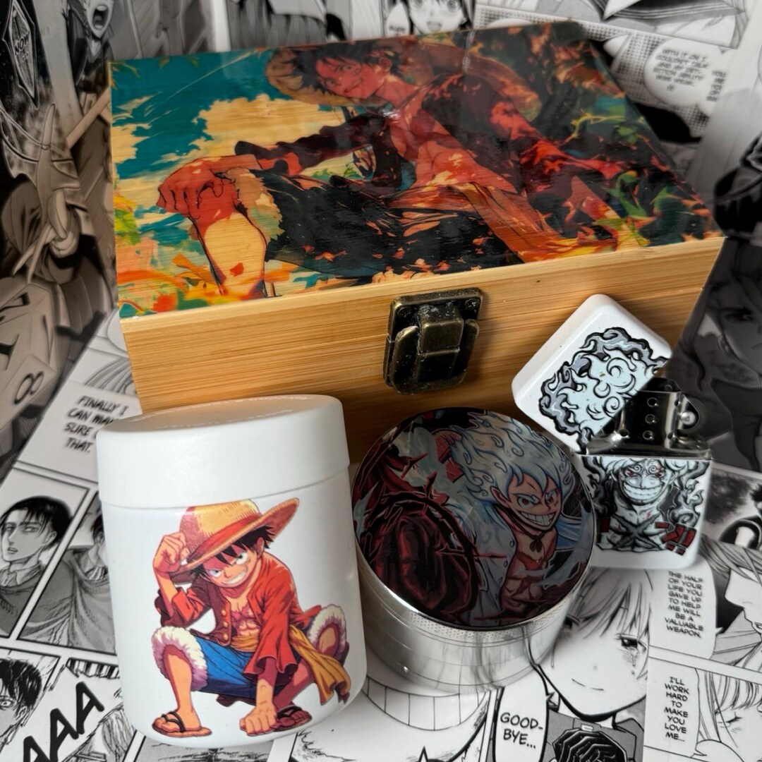 Rubberman Pirate Anime Stash Box Set | Comes With Lighter, Grinder, and ...