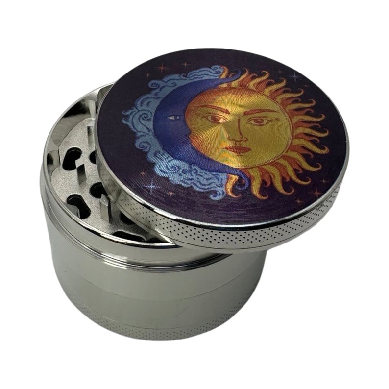 Sun and Moon Face Grinder, Herb Grinder, Large Grinder With Catcher, 2. ...