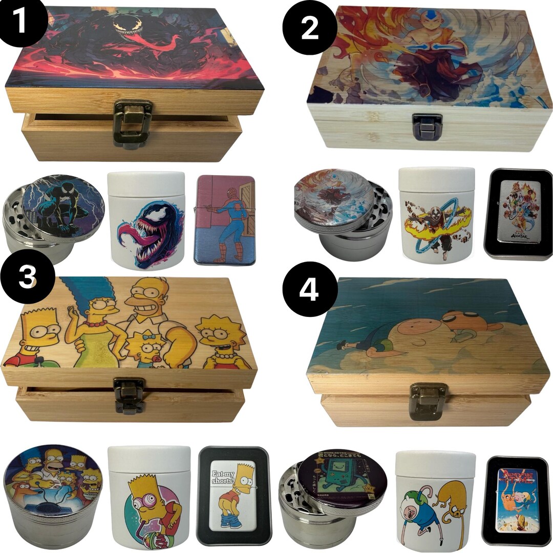 Cartoon Stash Box Sets Comes With Lighter, Grinder, and Stash Jar - Etsy