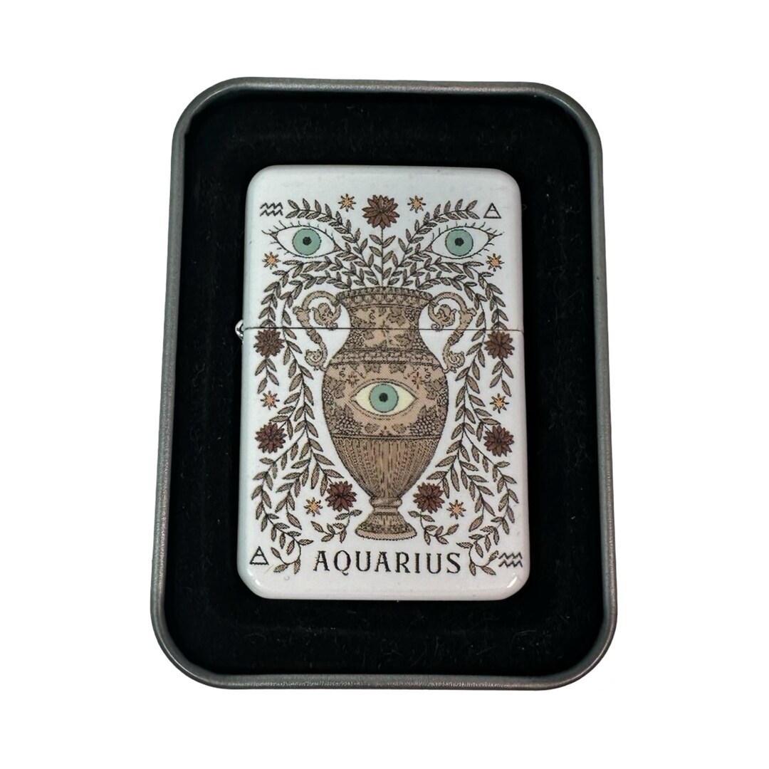 Aquarius Zodiac Star Sign Lighter, Windproof Flip Top Lighter ...
