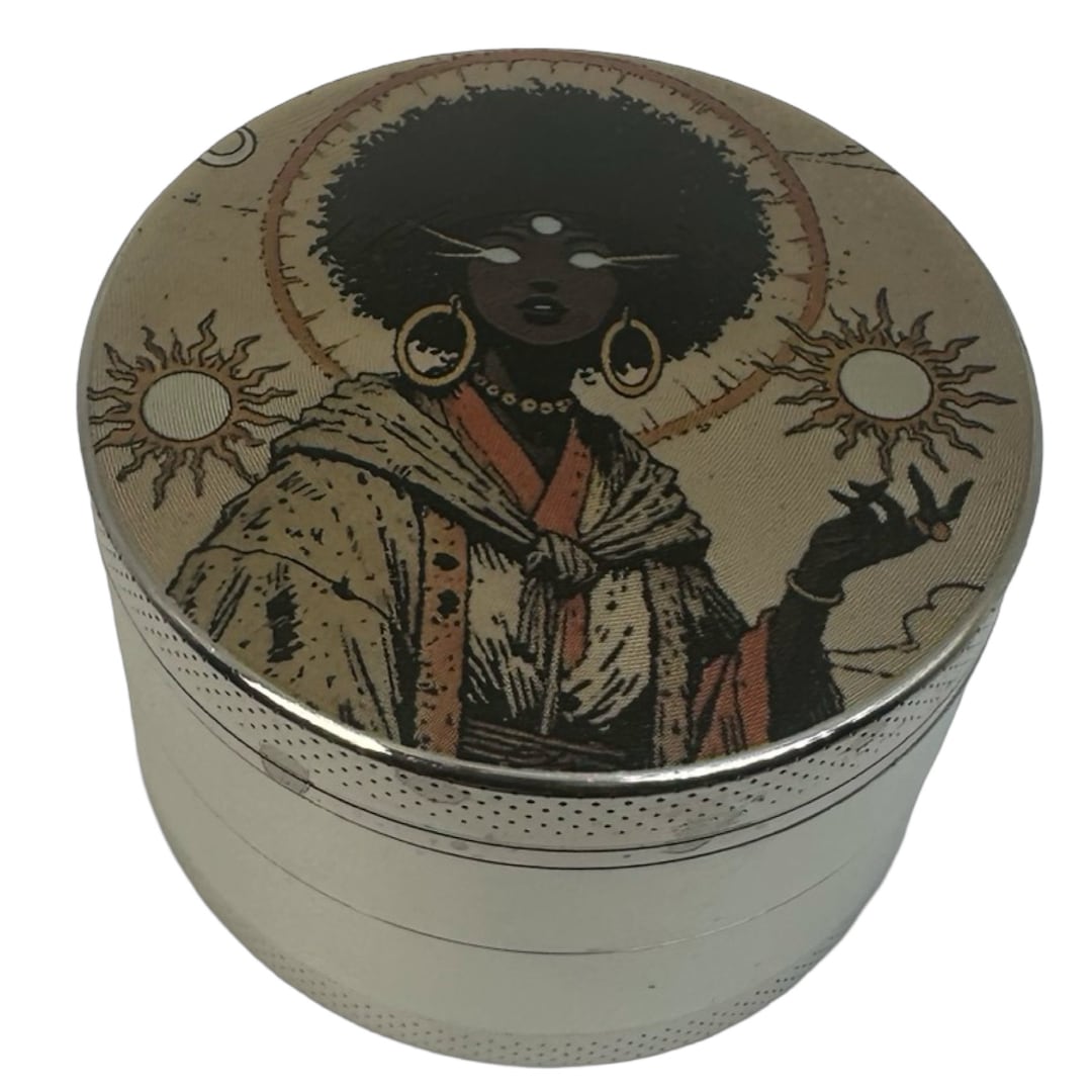Mystical African Queen Herb Grinder, 2.5 Inch Metal Grinder With Kief ...