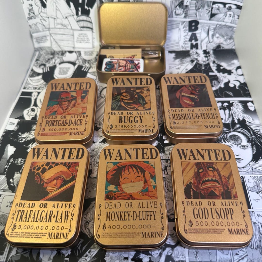 Wanted Posters Pirate Anime Tin, Stash Tin, Travel Tin, Gift Box - Etsy