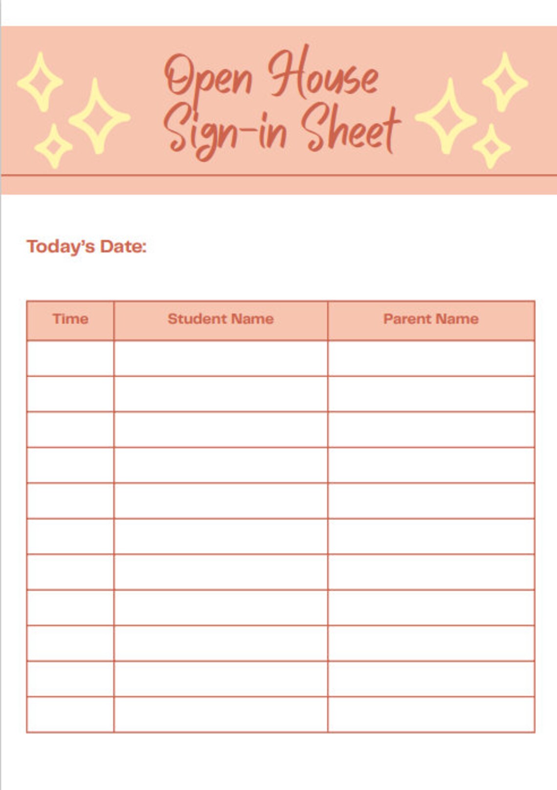 Open House Sign-in Sheet | Sign up Sheet | Open House Names | Meet the ...
